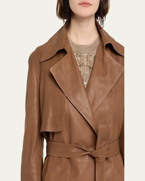 Brunello Cucinelli Vintage Napa Leather Cropped Trench