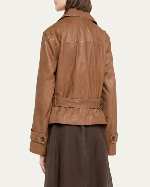 Brunello Cucinelli Vintage Napa Leather Cropped Trench