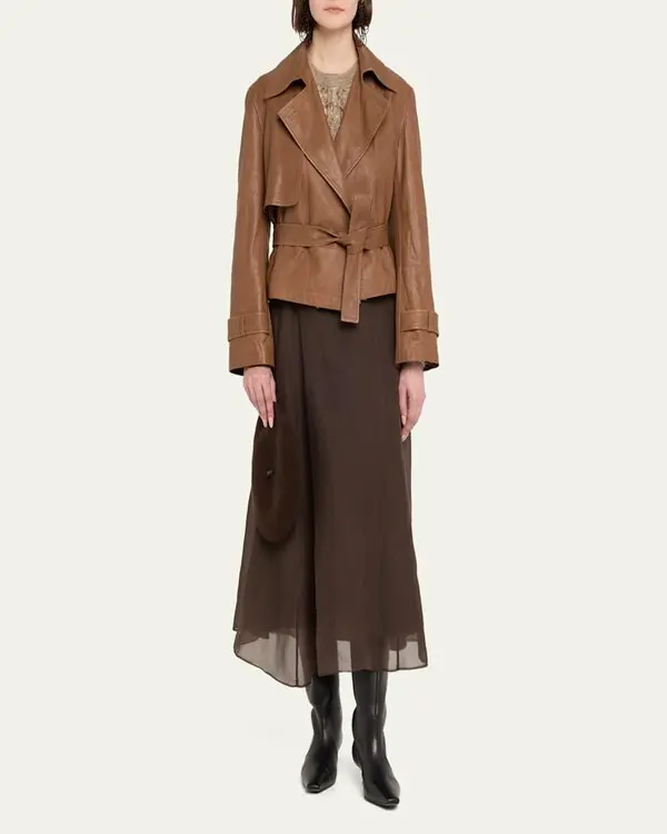 Brunello Cucinelli Vintage Napa Leather Cropped Trench