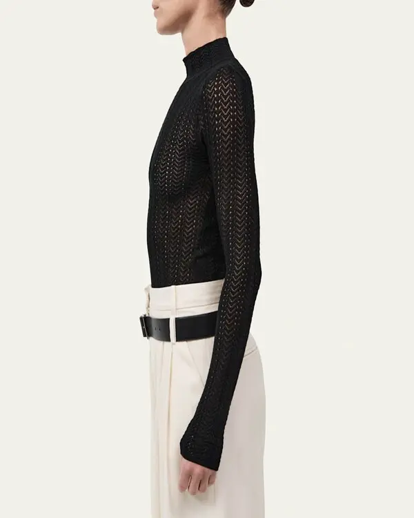 ST. AGNI Textured Knit Bodysuit