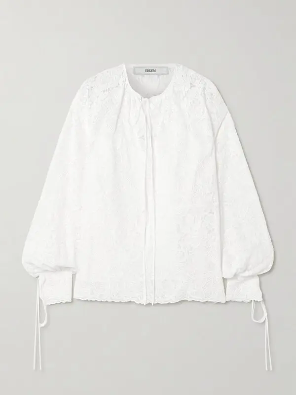 Erdem Cotton Lace Tie-neck Blouse