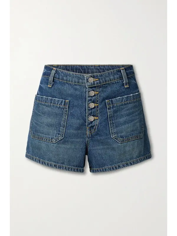 NILI LOTAN Harley Distressed Denim Shorts