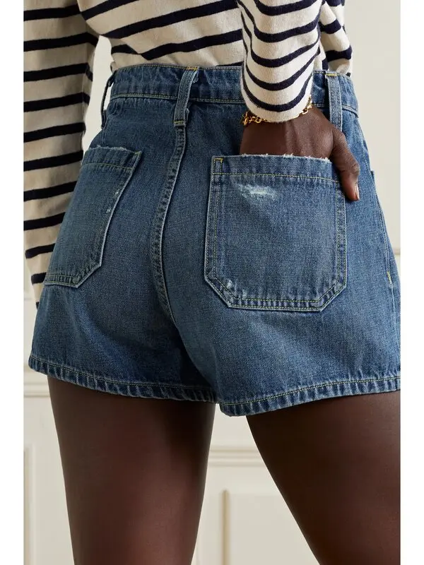 NILI LOTAN Harley Distressed Denim Shorts