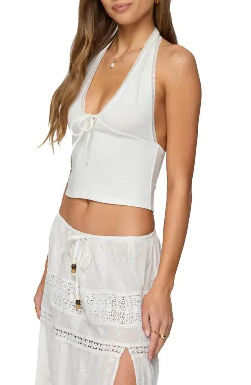 EDIKTED Lace Trim Halter Top