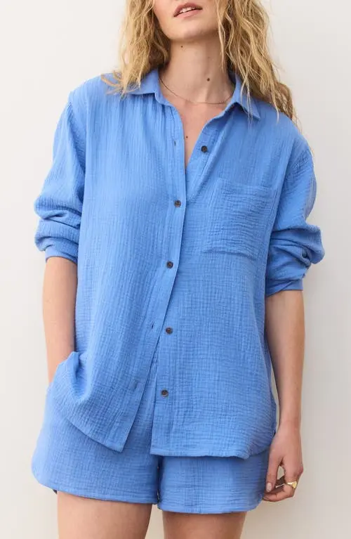 Marine Layer Double Cloth Cotton Gauze Button-up Shirt