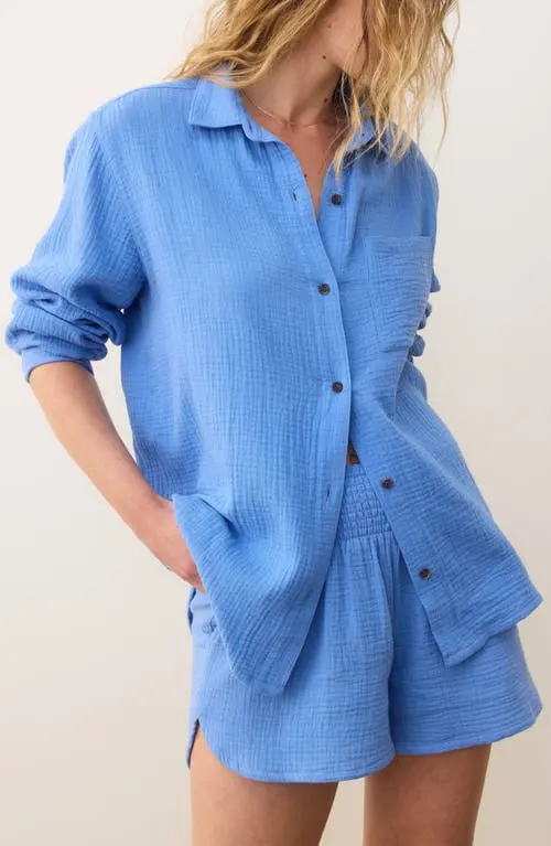 Marine Layer Double Cloth Cotton Gauze Button-up Shirt