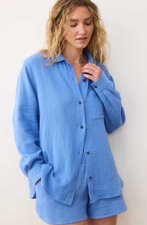 Marine Layer Double Cloth Cotton Gauze Button-up Shirt