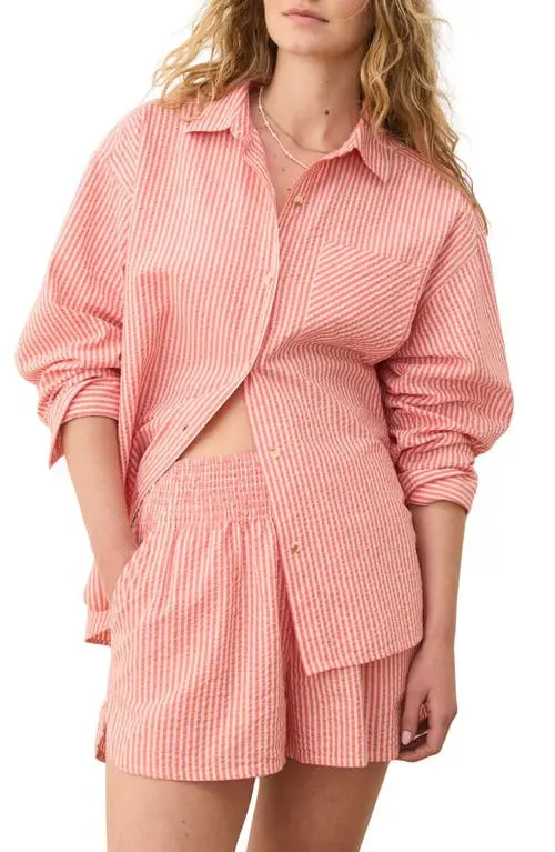 Marine Layer Gracey Seersucker Button-up Shirt - Hibiscus