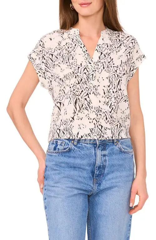 Vince Camuto Abstract Print Short Sleeve Top - New Ivory