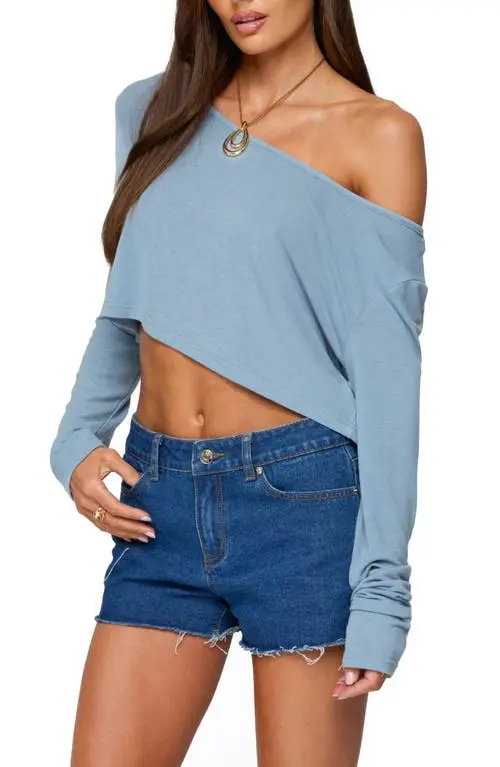 EDIKTED One-shoulder Long Sleeve Crop Top