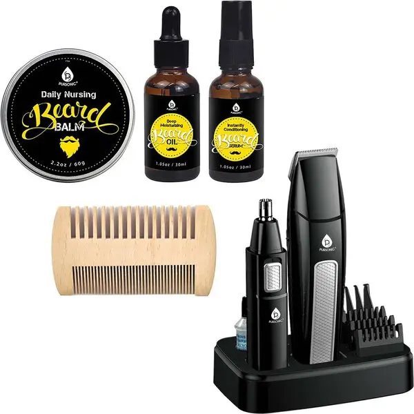 PURSONIC Mario Lopez Grooming Essentials Bundle With 10-piece Trimming Kit & 4-piece Beard Care Set - Black