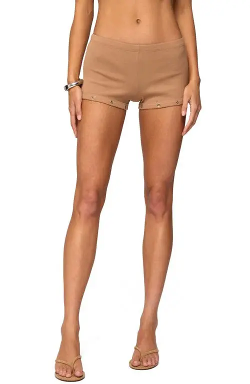 EDIKTED Ribbed Low-rise Shorts With Grommet Detail