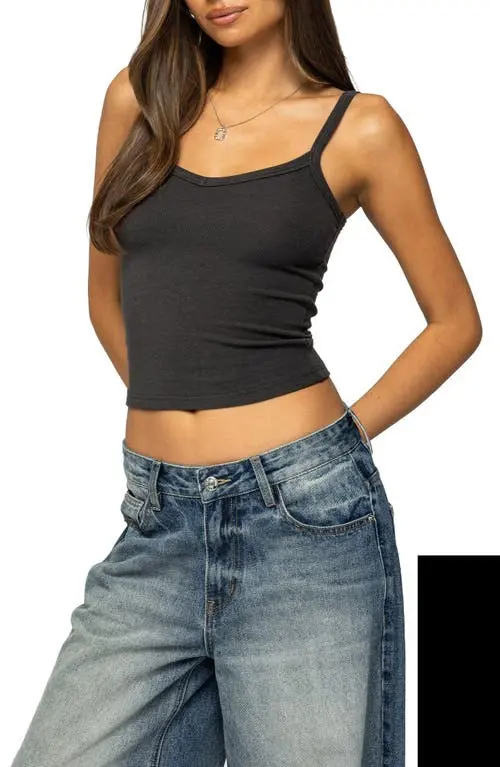 EDIKTED Aspyn Ribbed Camisole - Dark-gray