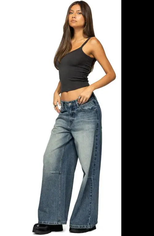 EDIKTED Aspyn Ribbed Camisole - Dark-gray