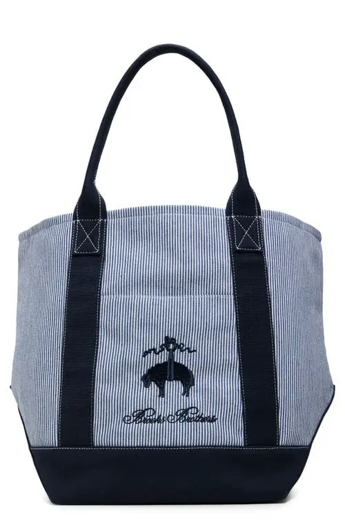 Brooks Brothers Penn Stripe Cotton Canvas Tote - Blue