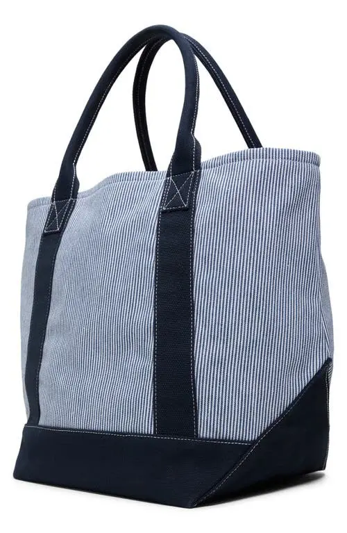 Brooks Brothers Penn Stripe Cotton Canvas Tote - Blue