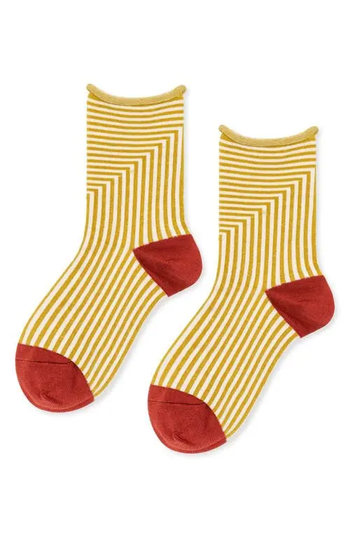 Hansel From Basel Corbusier Stripe Crew Socks - Citron