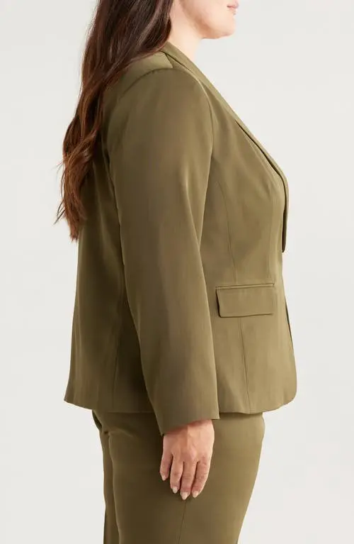 TAHARI ASL Brushed Woven One-button Blazer