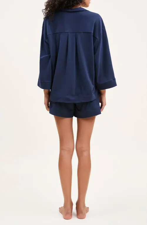 PETITE PLUME Olivia Pima Cotton Short Pajamas - Navy