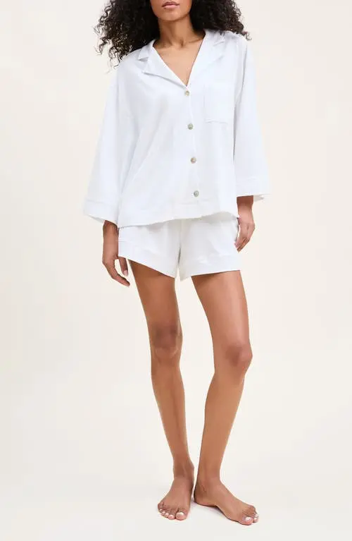 PETITE PLUME Olivia Pima Cotton Short Pajamas - White