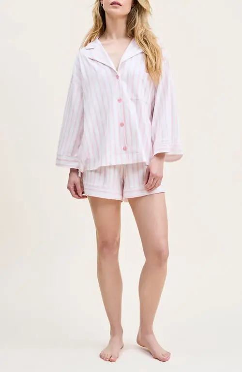 PETITE PLUME Olivia Pima Cotton Short Pajamas - White/pink