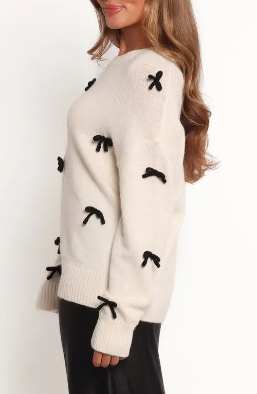 PETAL & PUP Bow Embellished Relaxed Sweater