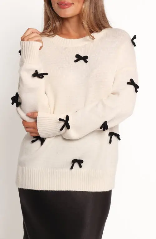 PETAL & PUP Bow Embellished Relaxed Sweater