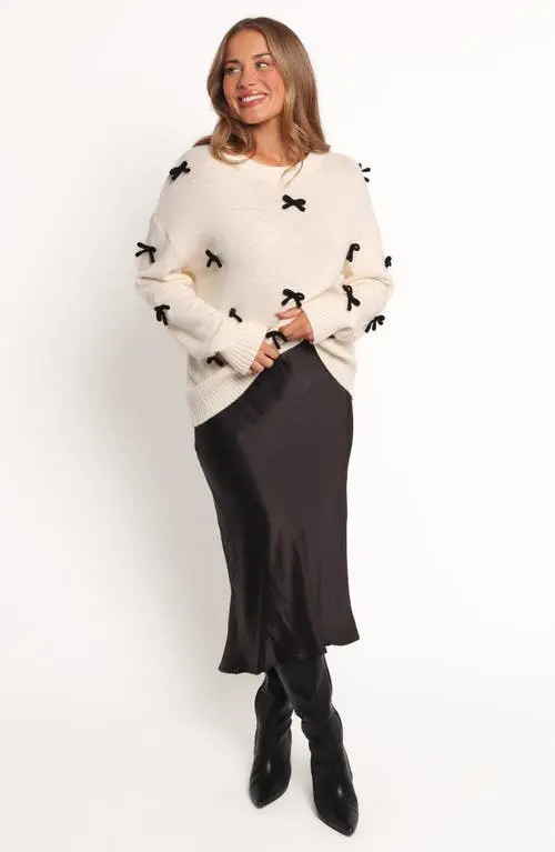 PETAL & PUP Bow Embellished Relaxed Sweater