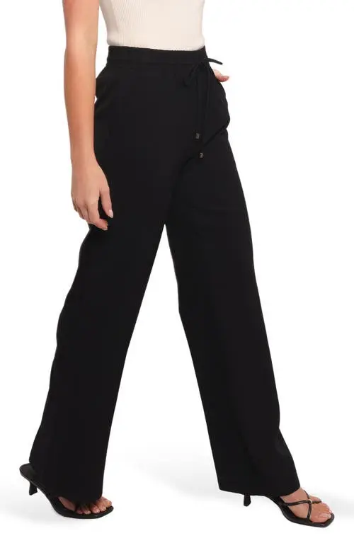 PETAL & PUP Tie Waist Wide Leg Crepe Pants