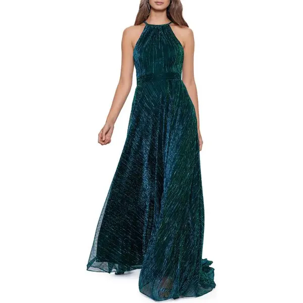 Betsy & Adam Metallic Crinkle Gown