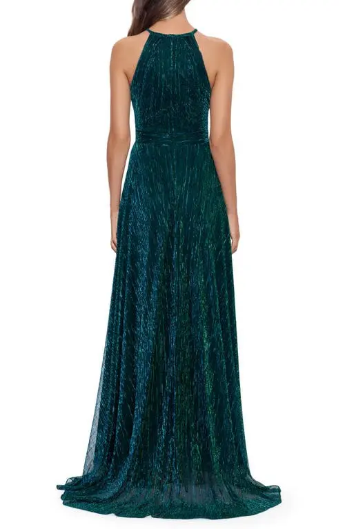 Betsy & Adam Metallic Crinkle Gown