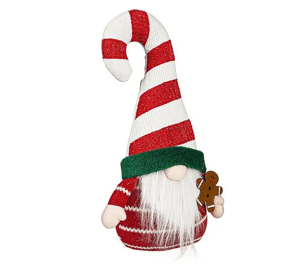 EVERGREEN Fabric Gnome With Striped Hat Table D Ecor - One-color