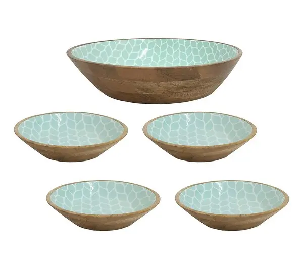 TEMP-TATIONS As Is Seasonal 5-piece Mango Wood Bowl Set - One-color