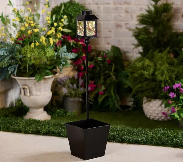 COMPASS HOME Decorative Solar Light With Planter Base - One-color