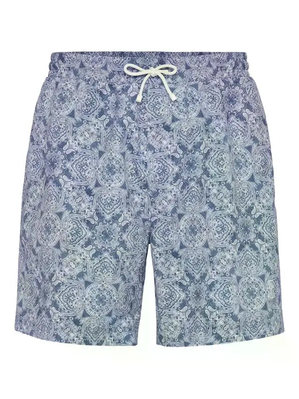 Brunello Cucinelli Patterned Swim Shorts - Blue
