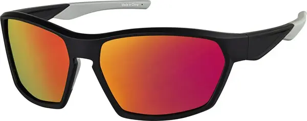 Zenni Sunglasses With Full Rim Design - Black With Flame Mirror
