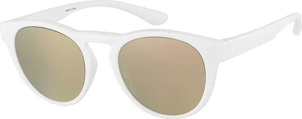 Zenni Round Sunglasses With Plastic Full Rim Frame - White