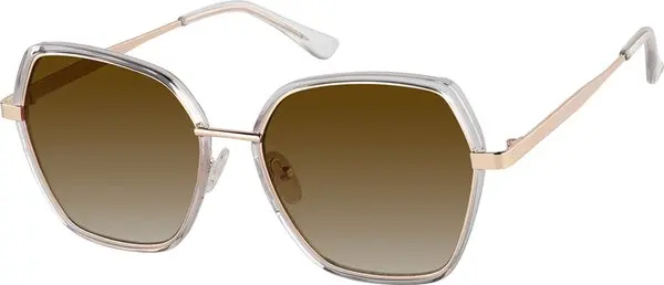 Zenni Round Stainless Steel Full Rim Sunglasses - Gold