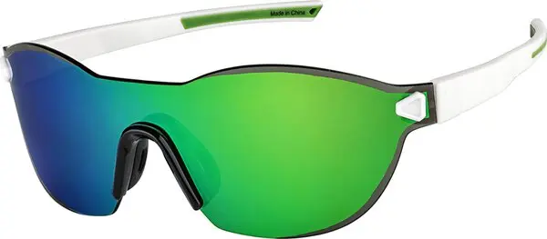 Zenni Racer Shield Sunglasses - White With Green Mirror