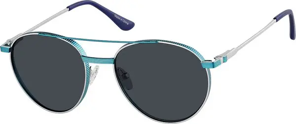 Zenni Aviator Sunglasses With Stainless Steel Full Rim Frame - Blue