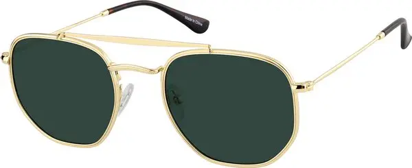 Zenni Aviator Sunglasses With Stainless Steel Full Rim Frame - Gold
