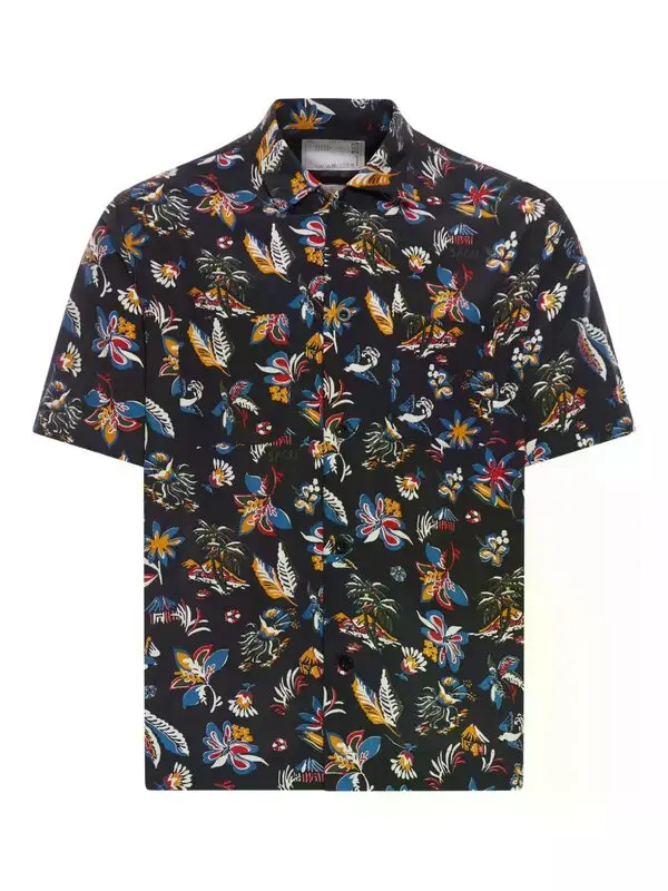 Sacai Floral Print Short-sleeve Shirt - Black