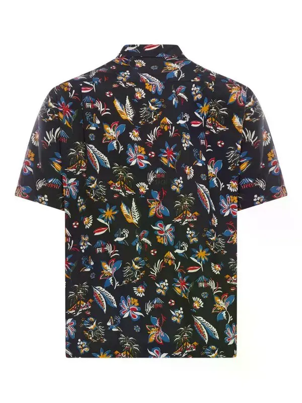 Sacai Floral Print Short-sleeve Shirt - Black
