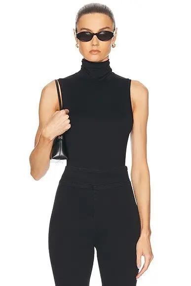 Eterne Harlow Turtleneck Tank Top - Black
