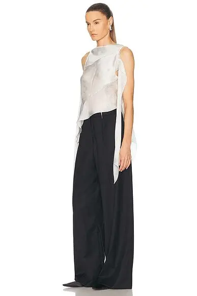 GRACE LING Silk Satin Chiffon Bias Scarf Top