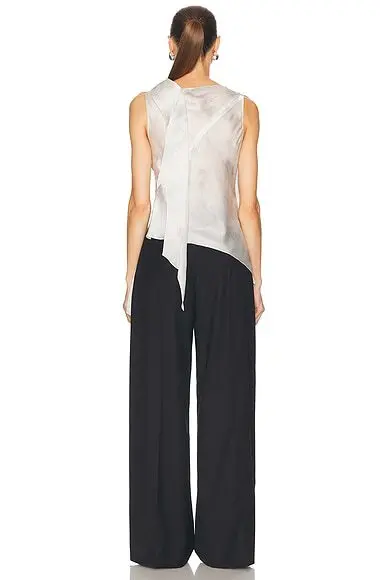 GRACE LING Silk Satin Chiffon Bias Scarf Top