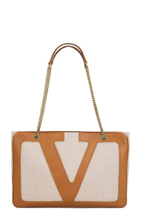 Valentino Garavani Viva Superstar Medium Tote Bag - Naturale  Tobacco  & Spice