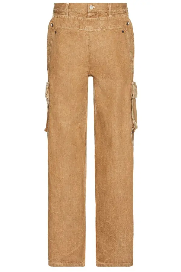 LE PERE Peek-a-boo Denim Trousers - Khaki