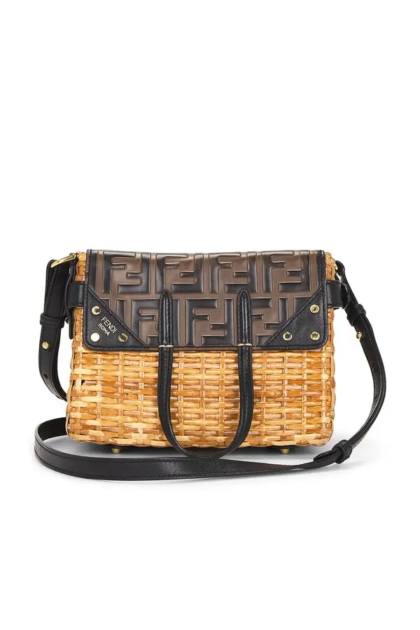 Fendi Wicker Ff Mini Flip Shoulder Bag