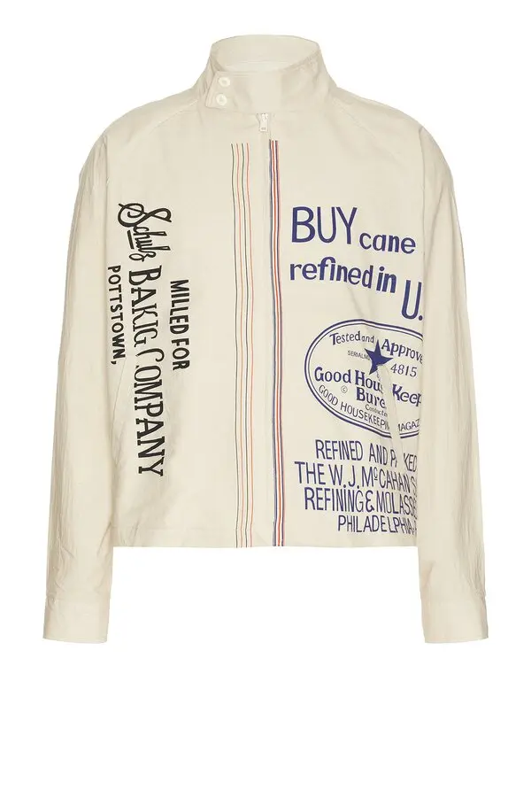 HARAGO Printed Cropped Jacket - Off White